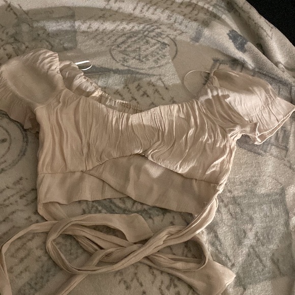 Tops | Beige Color Wrap Around Waist Crop Top | Poshmark
